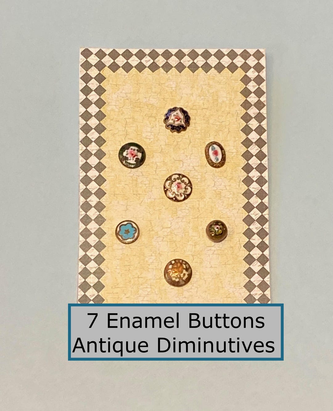 Collector's Card of 7 Antique 19th Century NBS Diminutive Enamel ...