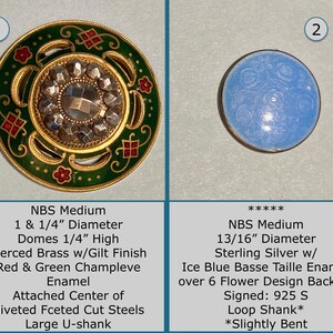 CHOICE of ONE Enamel Button NBS Medium or Large Gin Bari Enamel Peasant ...