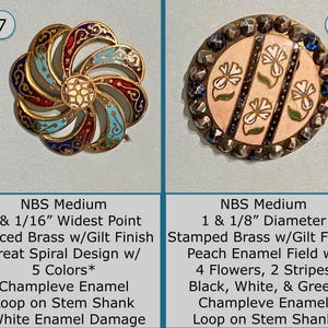 CHOICE of ONE Enamel Button NBS Medium or Large Gin Bari Enamel Peasant ...