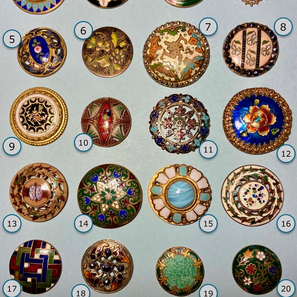 Antique Enamel Button - Etsy