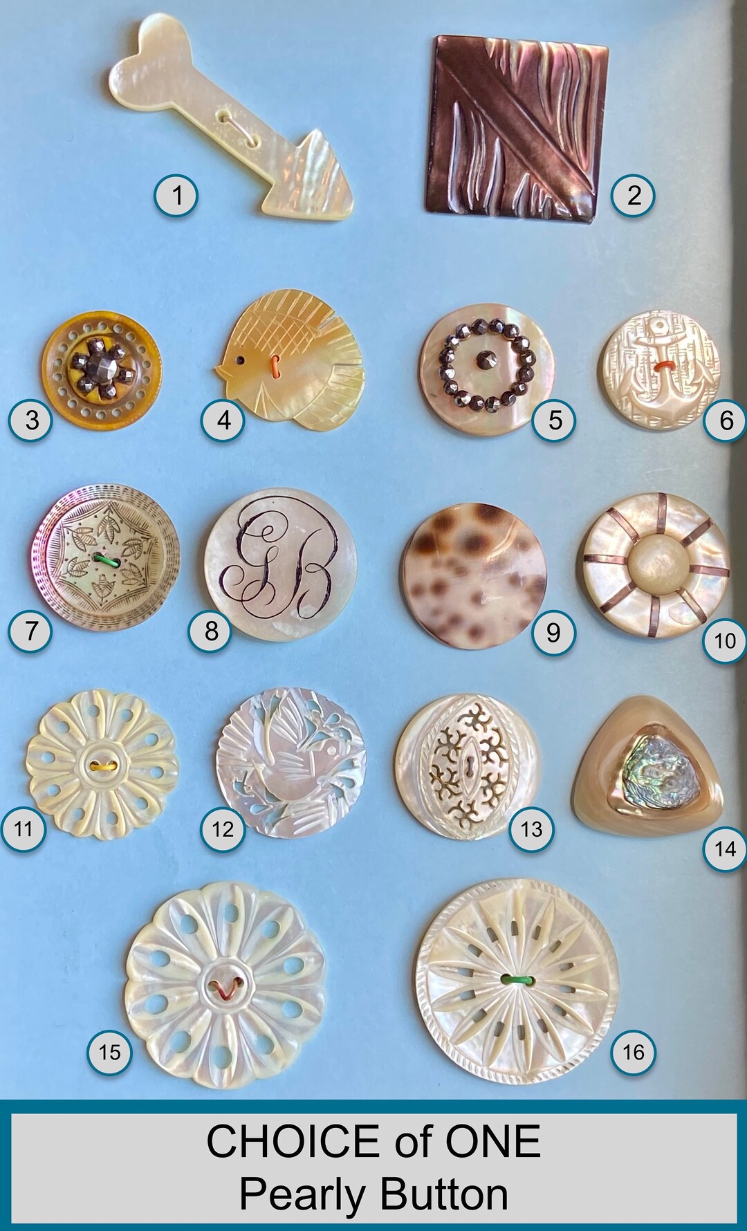 CHOICE of ONE Pearl Button Antique & Vintage NBS Medium or Large - Etsy