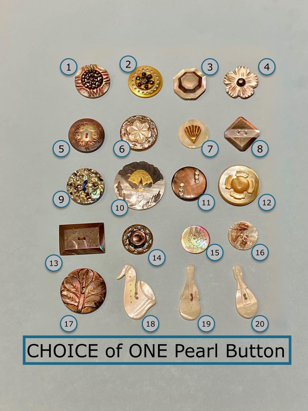 CHOICE of ONE Pearl Button Mostly Antique Some Vintage NBS Small Medium ...