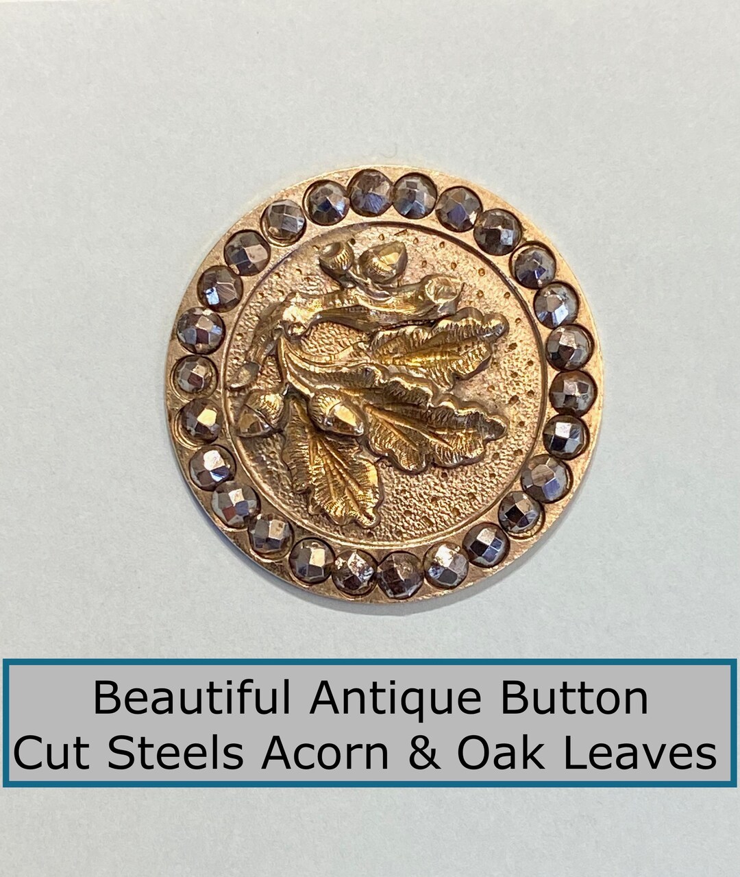 Beautiful Antique 19th Century Cut Steel Button NBS Large Lovely Acorn ...