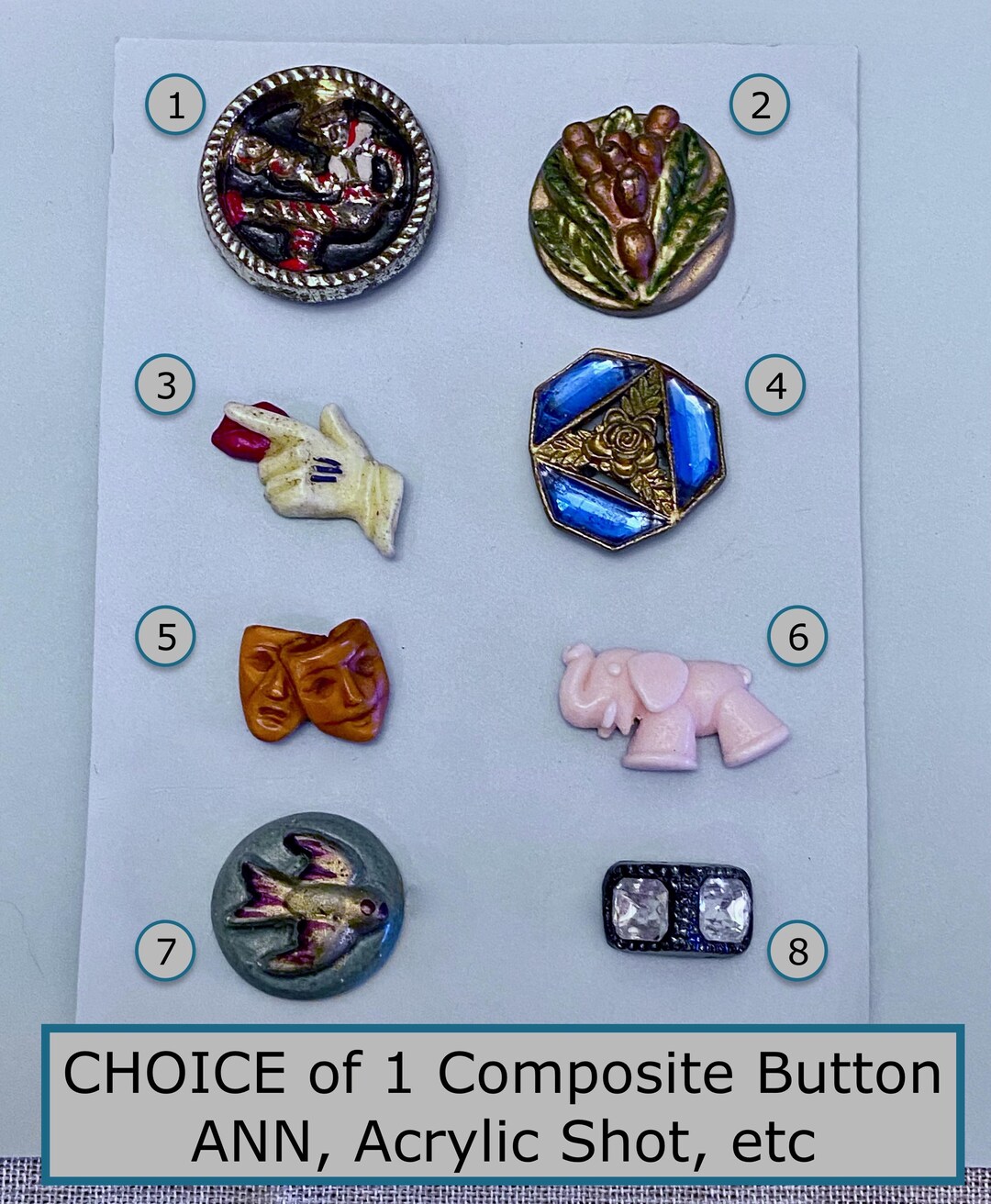 CHOICE of 1 Mid-20th Century Hand-made Composite Button NSB Medium or ...