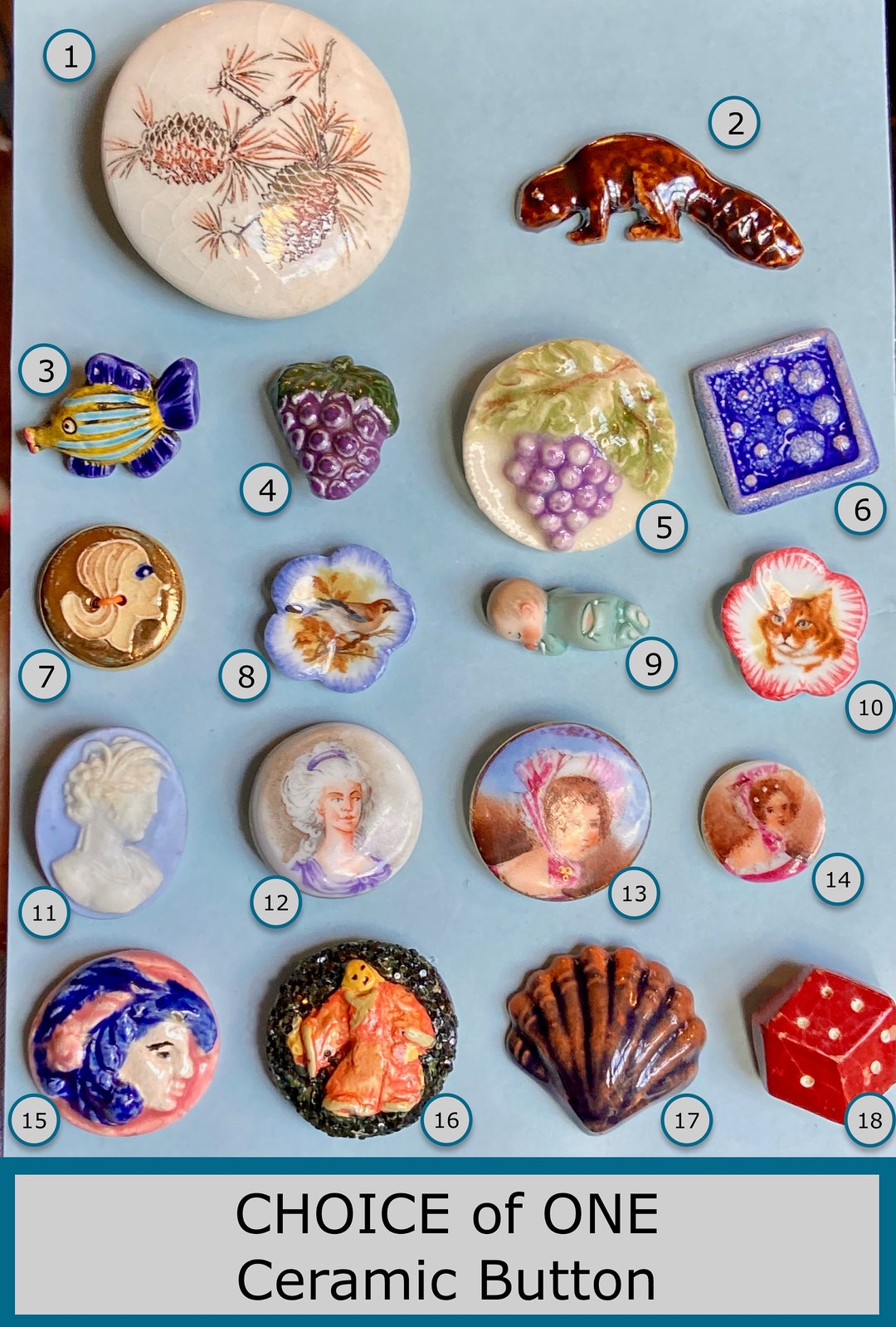 CHOICE of ONE Ceramic Porcelain Plaster Clay Button NBS Small Medium or ...