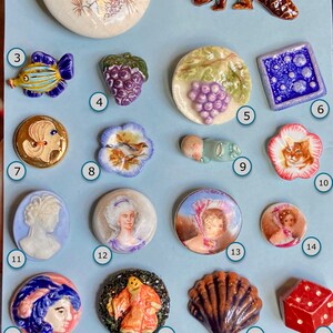 CHOICE of ONE Ceramic Porcelain Plaster Clay Button NBS Small Medium or ...