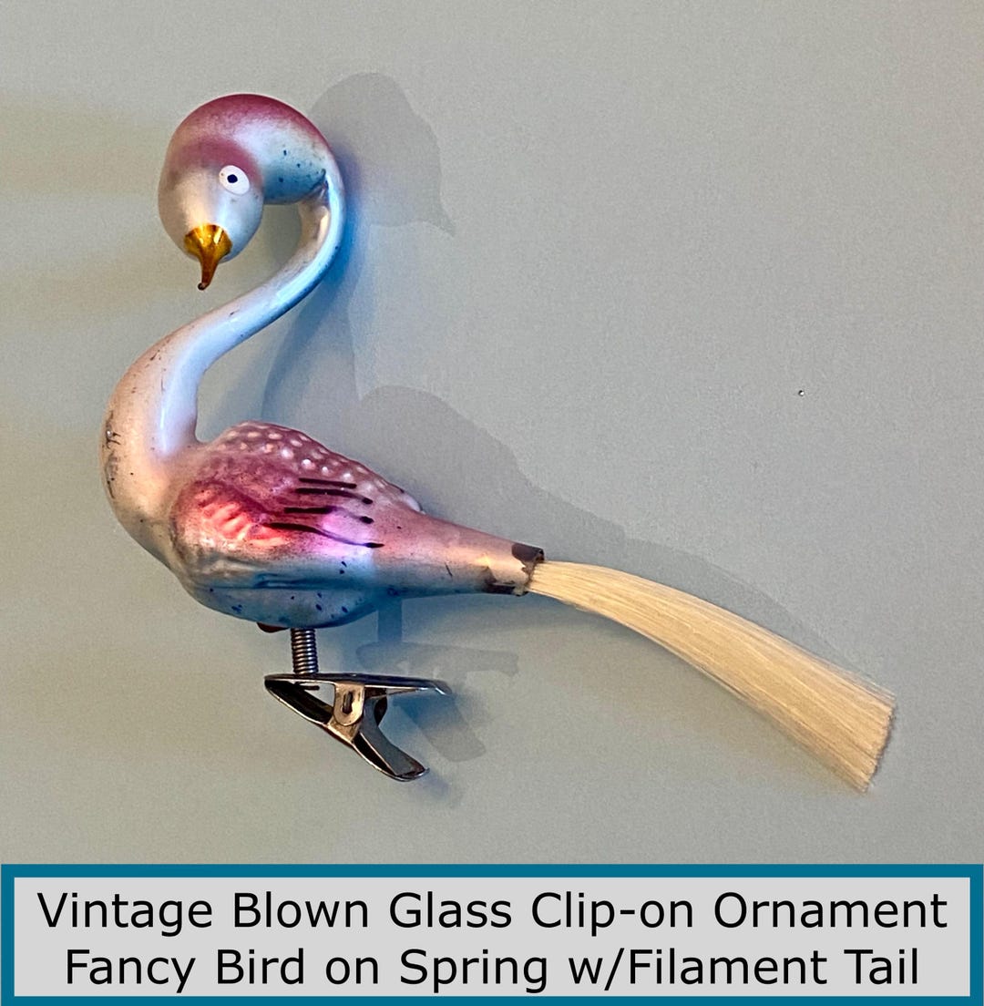 Fabulous Mid-century Vintage Blown Glass Fancy Bird Christmas Ornament ...