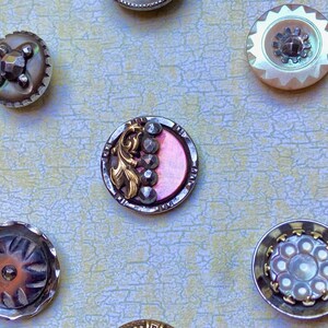 Lovely Collector's Card of 11 Carved Pearl & Steel NBS Small Buttons ...