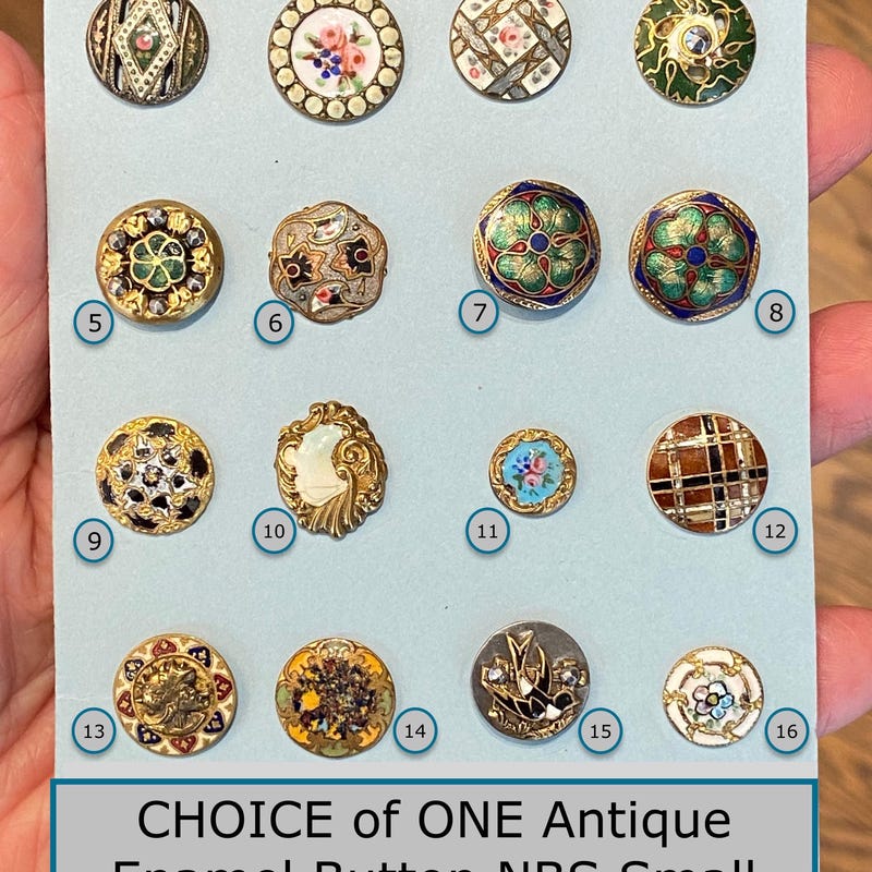 Antique Enamel Button - Etsy