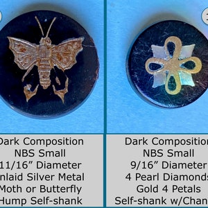 CHOICE of ONE Antique Inlaid Button NBS Medium or Small Horn or ...