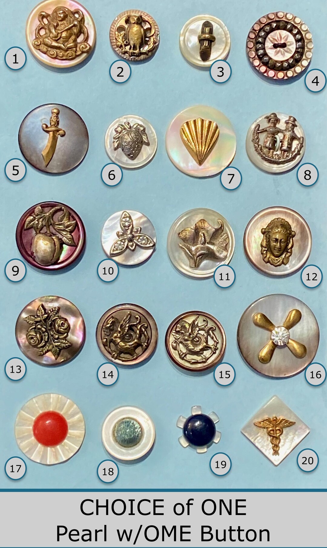 CHOICE of ONE Pearl W/ome Button Small & Medium Various Ages - Etsy