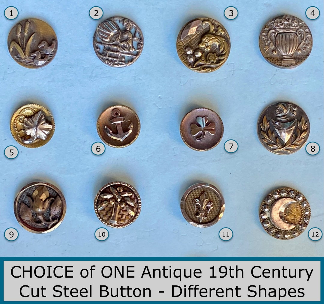 CHOICE of ONE Antique 19th Century Cut Steel Button NBS Small Variety ...
