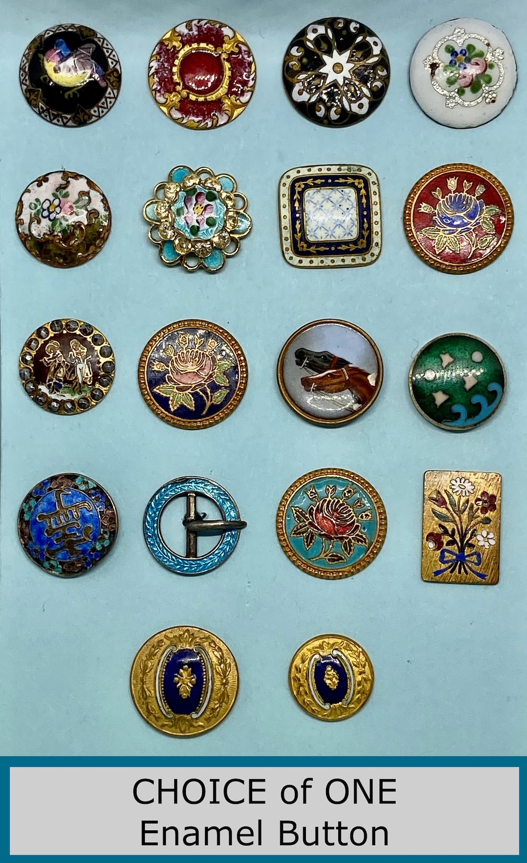 CHOICE of ONE Enamel Button Mostly Antique NBS Small & Medium - Etsy