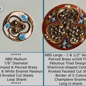 CHOICE of ONE Enamel Button NBS Medium or Large Gin Bari Enamel Peasant ...