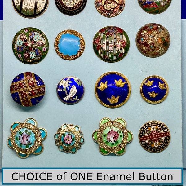 Antique Enamel Button - Etsy