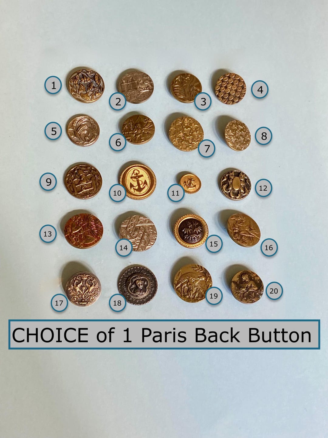 CHOICE of ONE Antique Paris Back Button NBS Small - Etsy