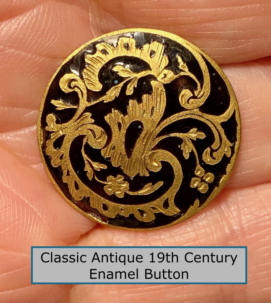 Classic Elegant Antique 19th Century Black Enamel Button NBS Medium ...