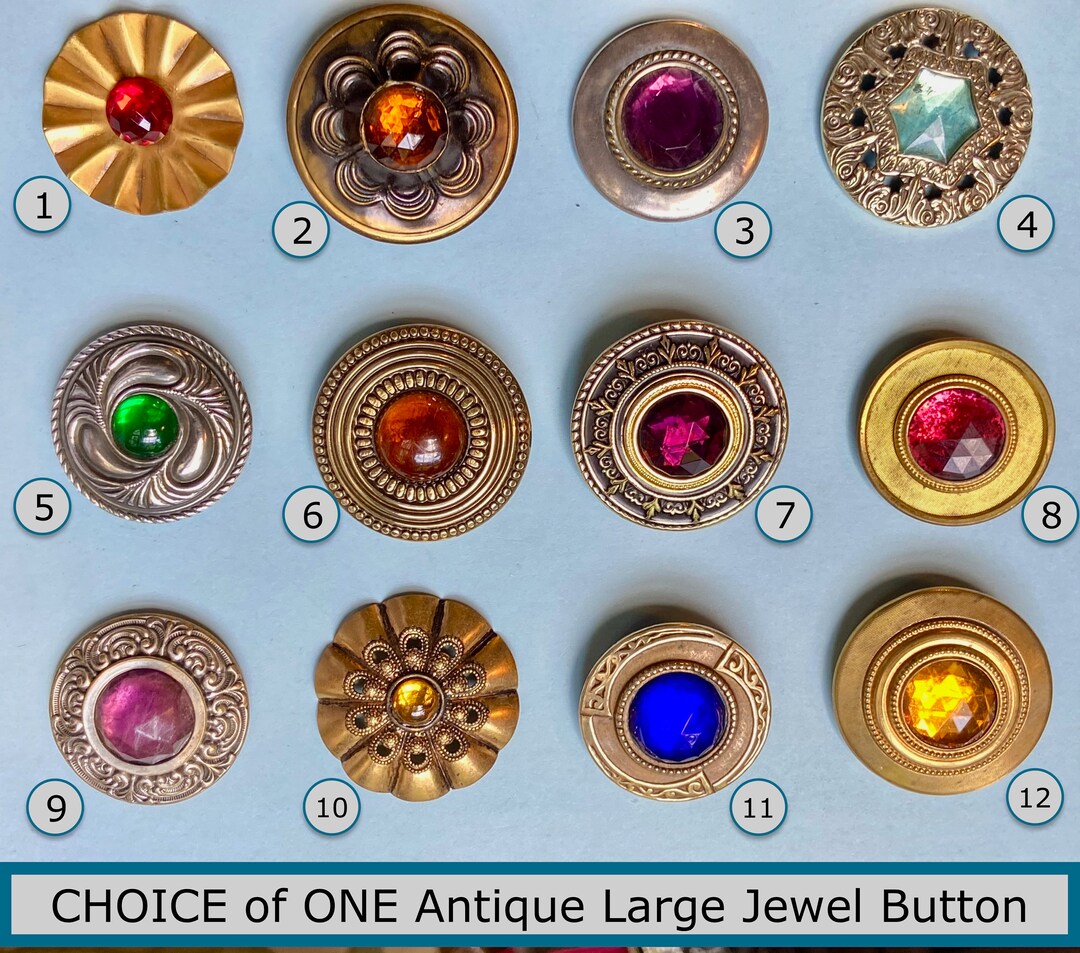 CHOICE of ONE Antique Jeweled NBS Large Button Gay 90s - Etsy