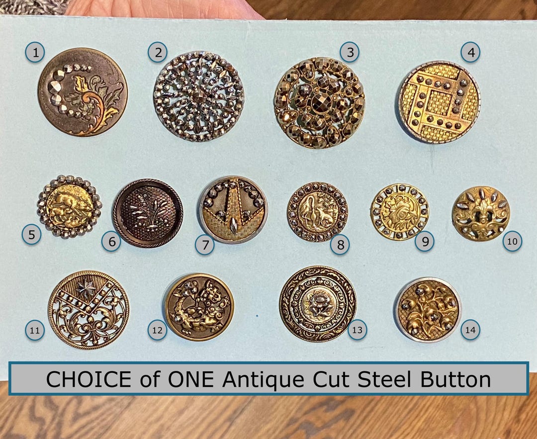 CHOICE of ONE Antique Cut Steel Metal Button NBS Medium & Large - Etsy