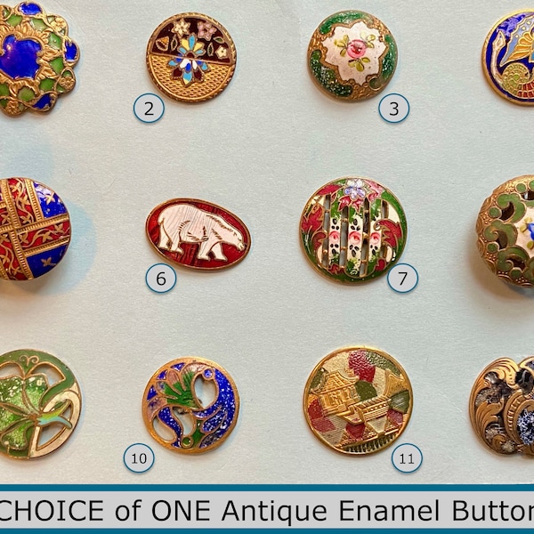 Antique Enamel Button - Etsy