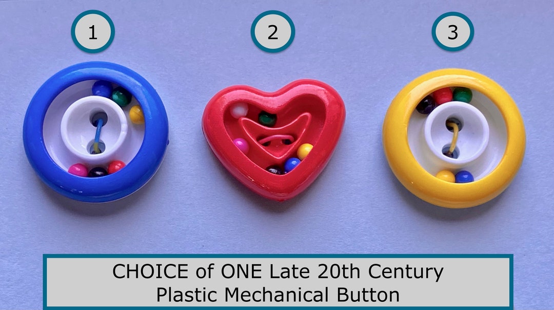 CHOICE of ONE Modern Mechanical Button NBS Medium Blue Yellow & White ...