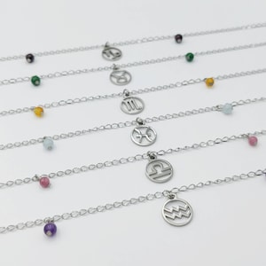 Zodiac Anklet Star Sign Astrology Horoscope Birthday Sign Silver Chain ...