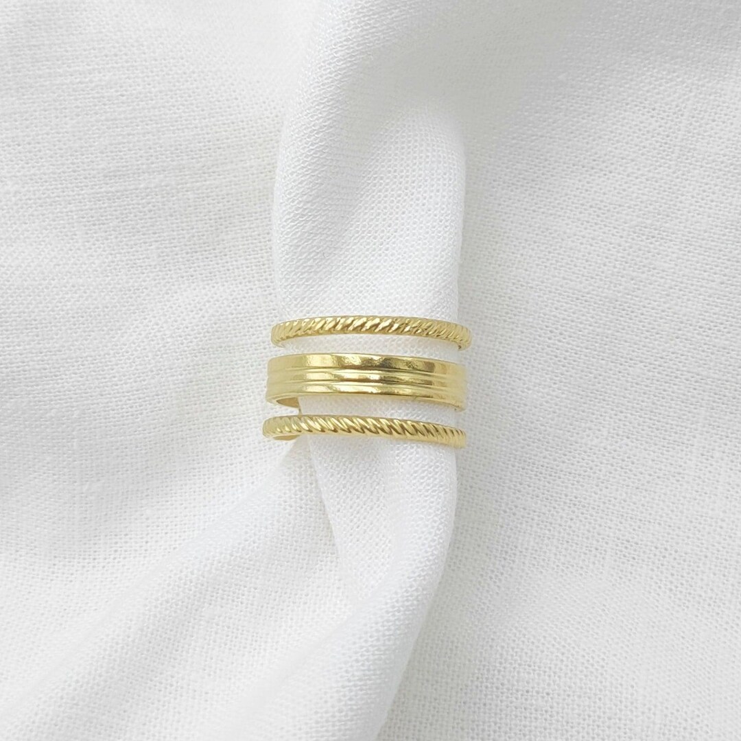 Boho Gold Ring Stainless Steel 18K Gold Plated Layers - Etsy