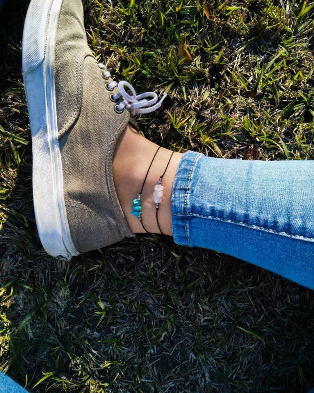 Healing Crystals Anklet Boho Bohemian Bridesmaid Stacking Layering - Etsy