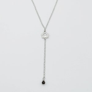 Lotus Flower Lariat Y Necklace Stainless Steel Chain Drop Stacking ...