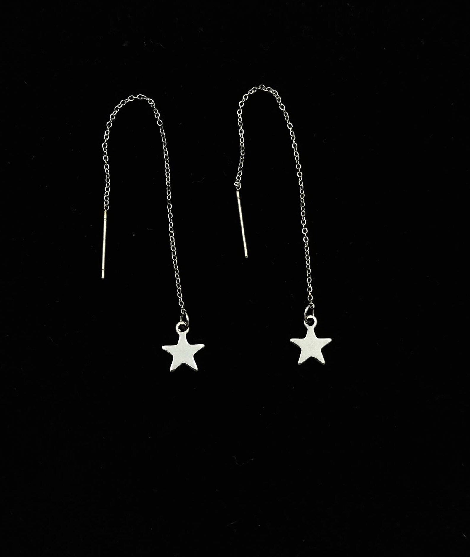 Thread Moon Star Earrings Mismatched Threader Celestial Thread - Etsy