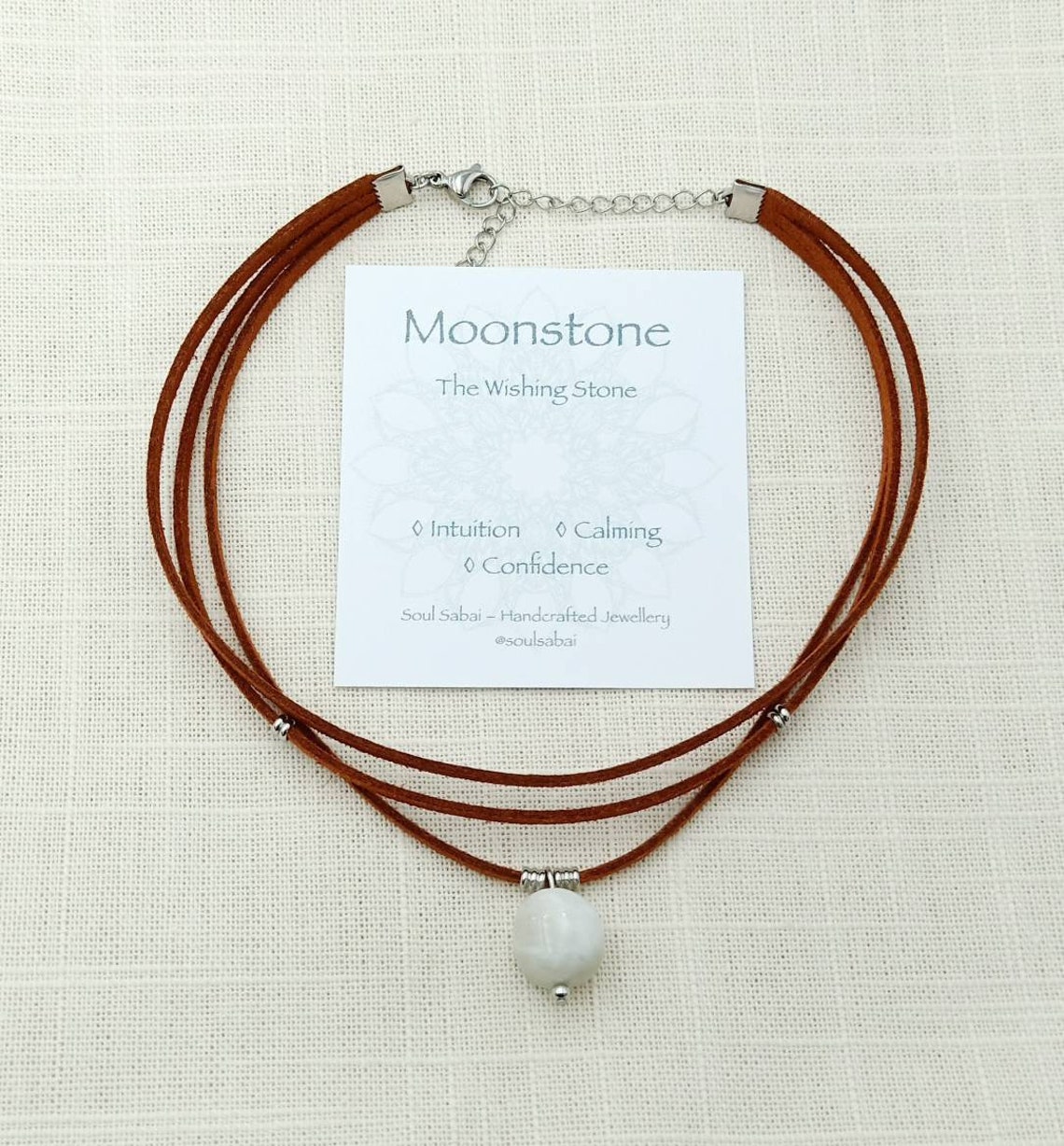 Moonstone Choker Necklace June Birthstone Gemstone Healing Crystal Boho ...