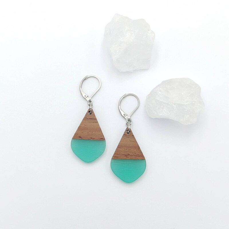 Wood Resin Earrings - Etsy