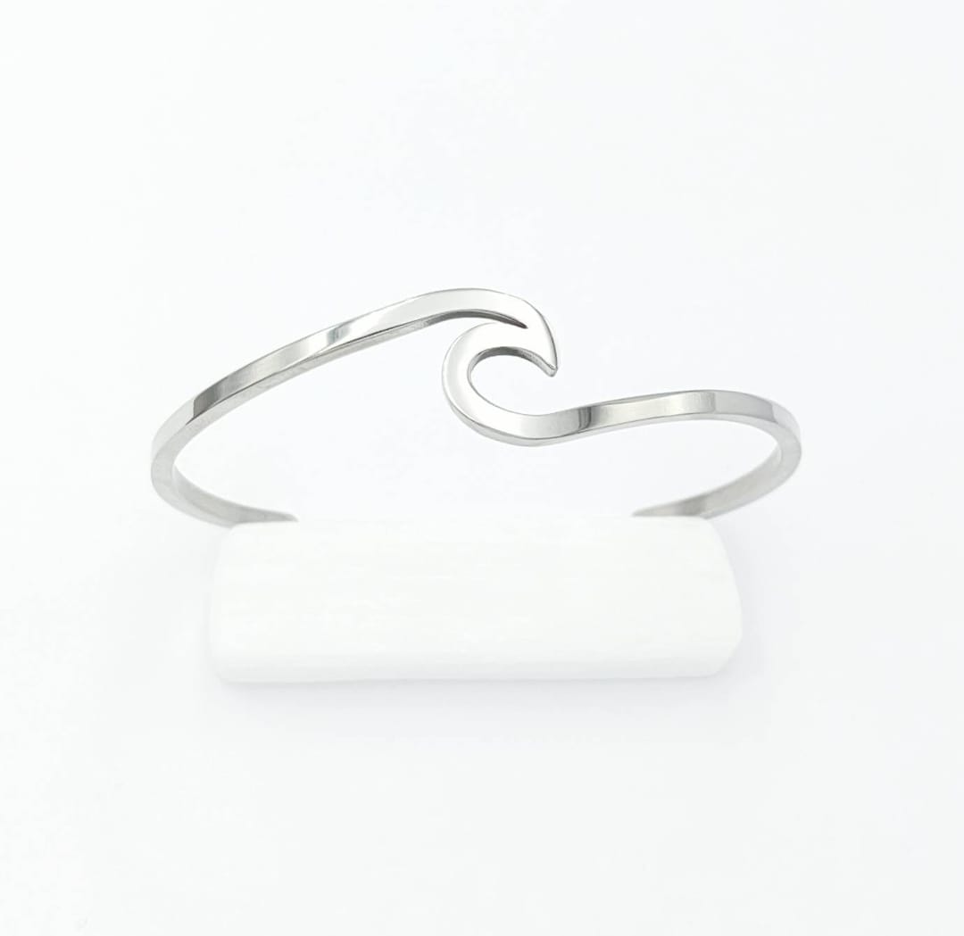 Wave Bracelet Cuff Ocean Bangle Stainless Steel - Etsy
