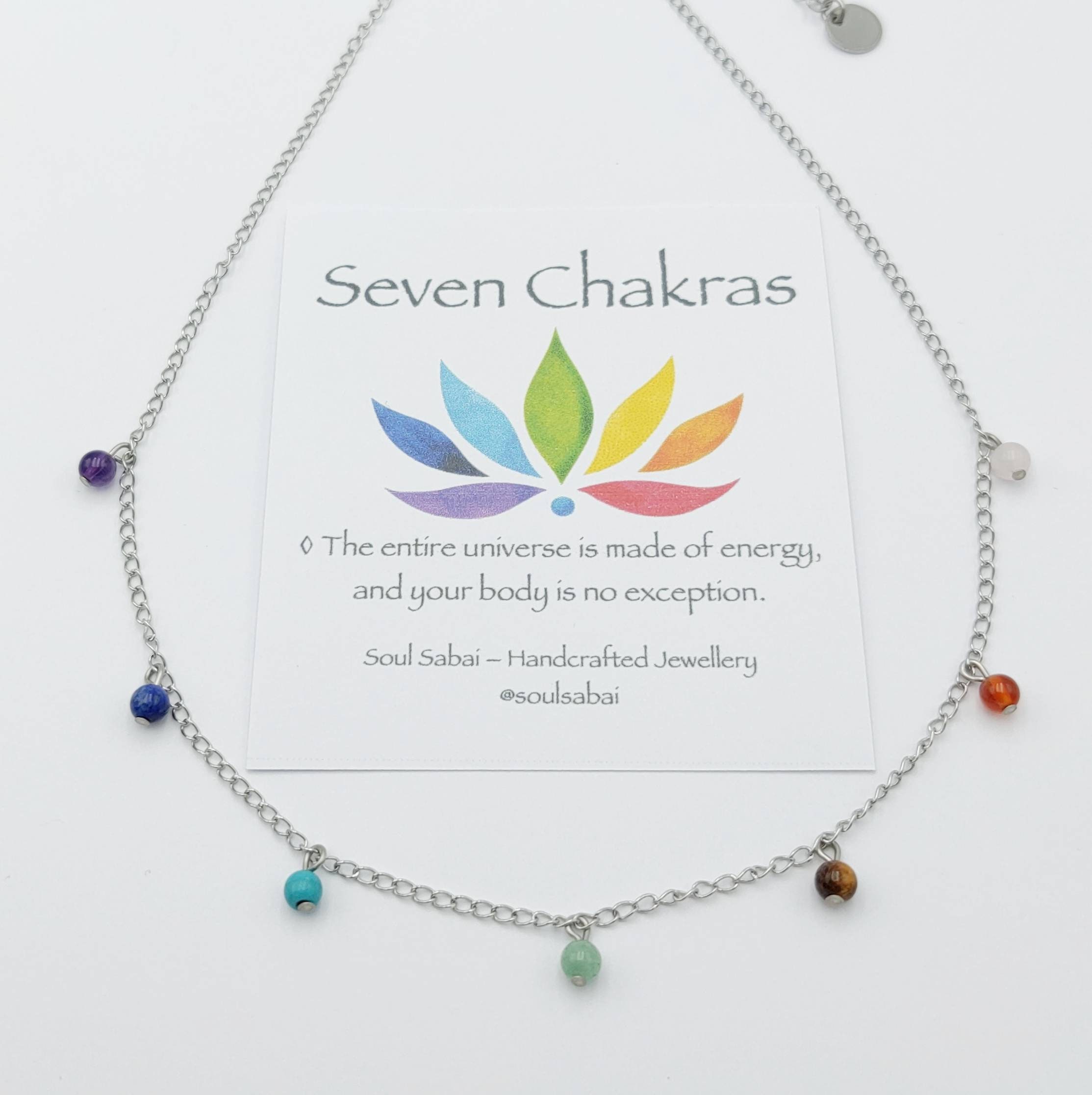 7 Chakras Necklace Silver Chain Seven Chakras Healing Crystals - Etsy