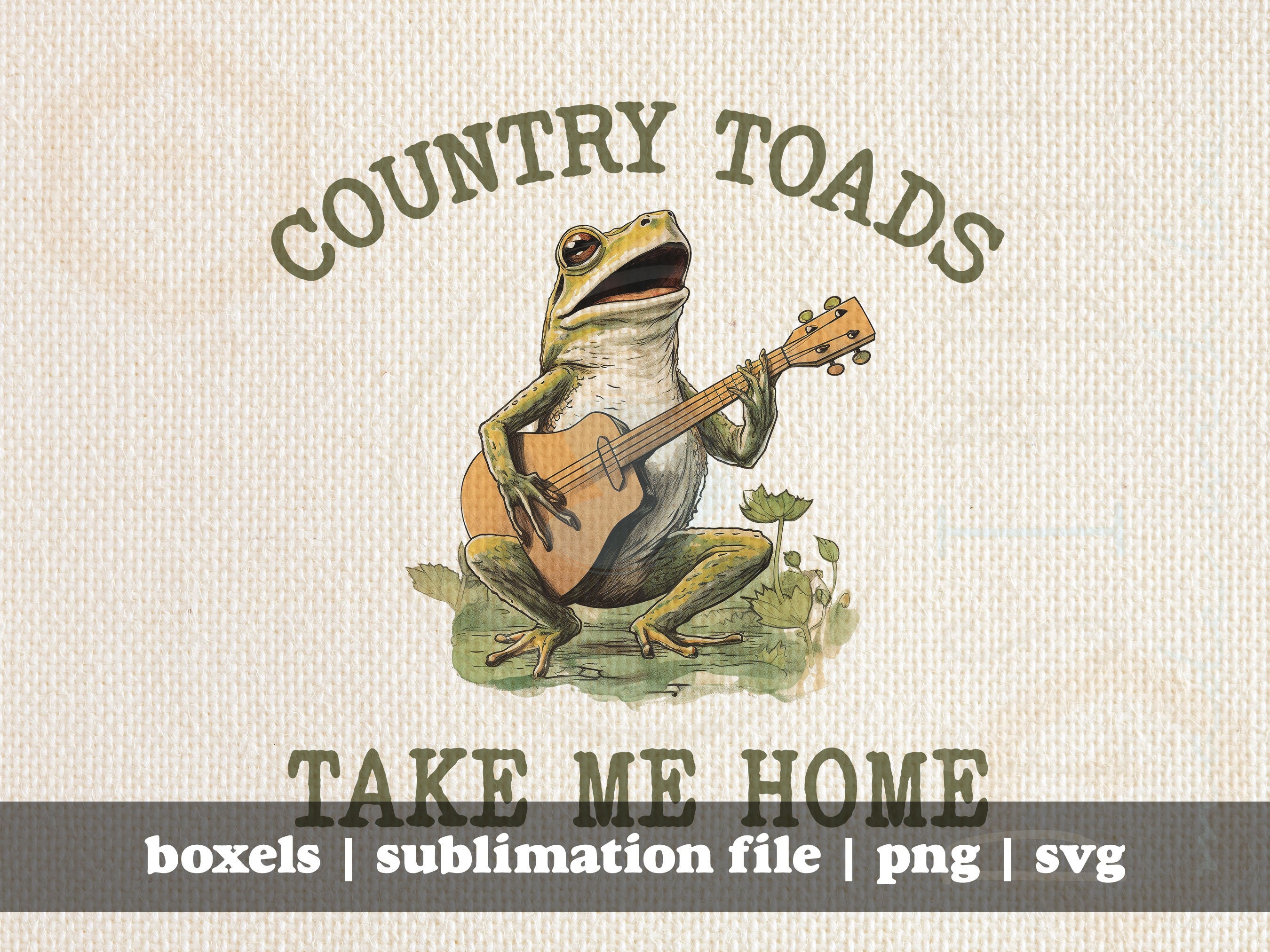 Funny Adorable Country Toads Country Roads Take Me Home Watercolor ...