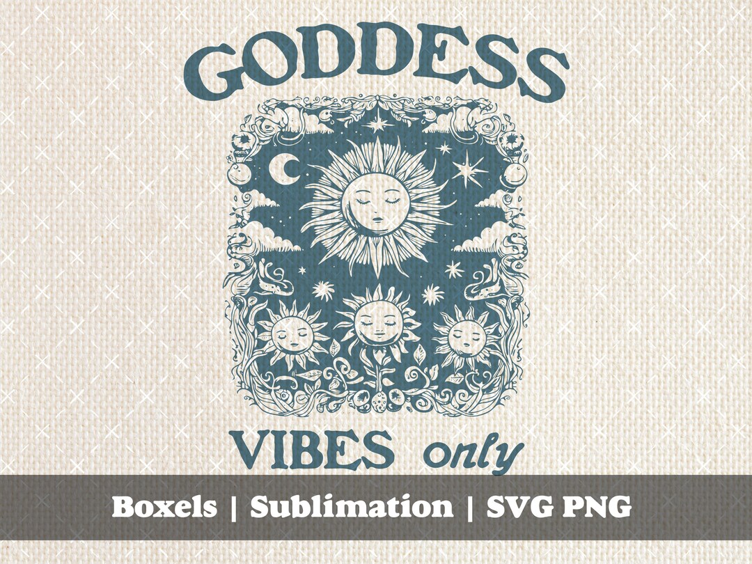 Goddess Vibes Only Aztec Sun Vintage Sun, Moon, and Stars With Faces ...