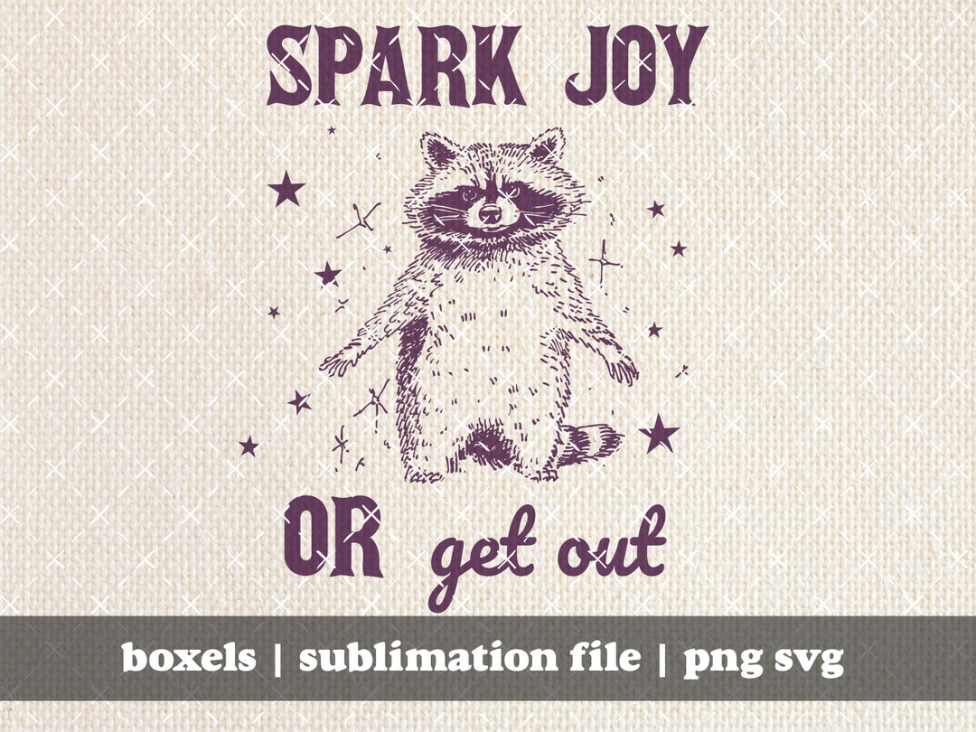 Spark Joy or Get Out Funny Grumpy Racoon Sticker Funny Sarcastic Sad ...