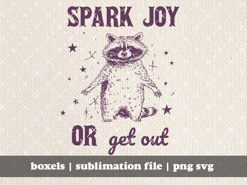 Spark Joy or Get Out Funny Grumpy Racoon Sticker Funny Sarcastic Sad ...