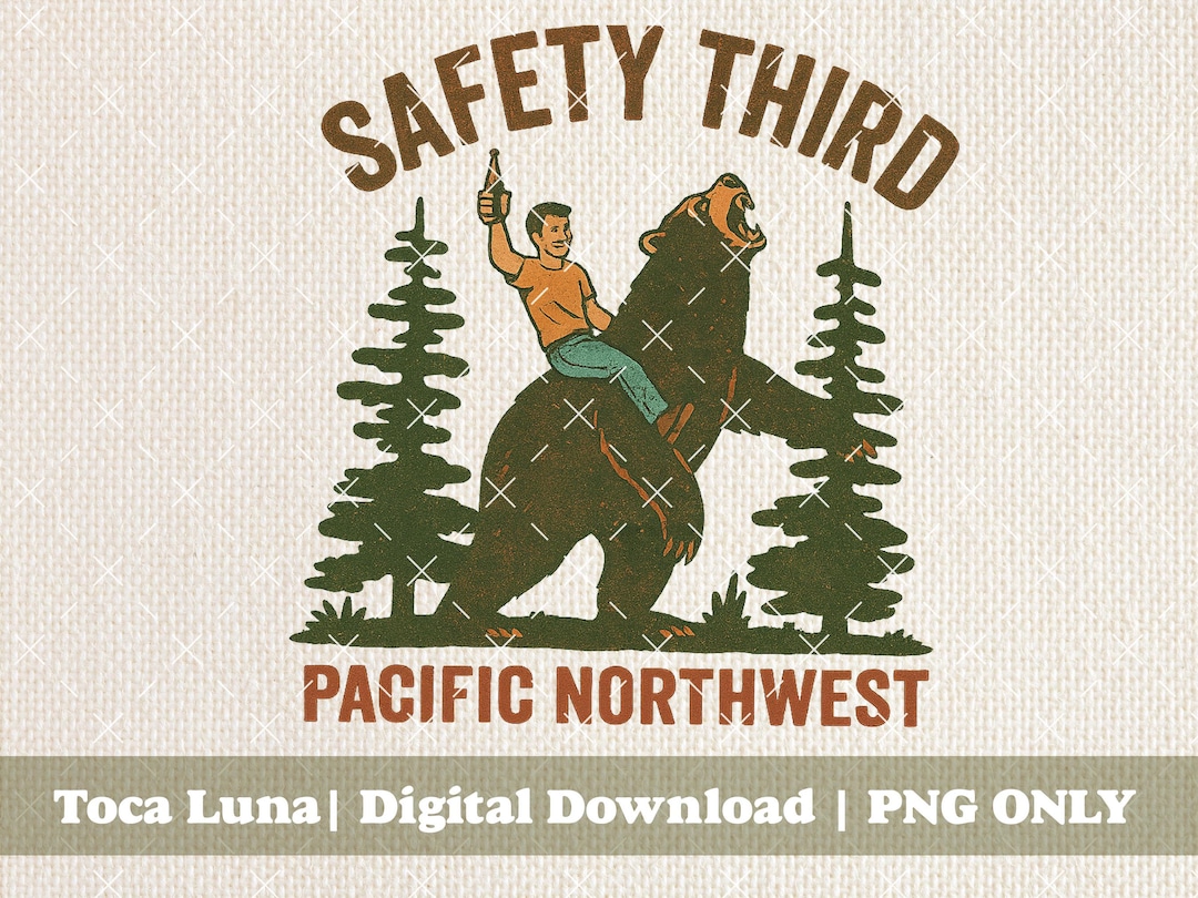 Safety Third Funny OSHA Workplace Humor Mountain Man Riding a Bear ...