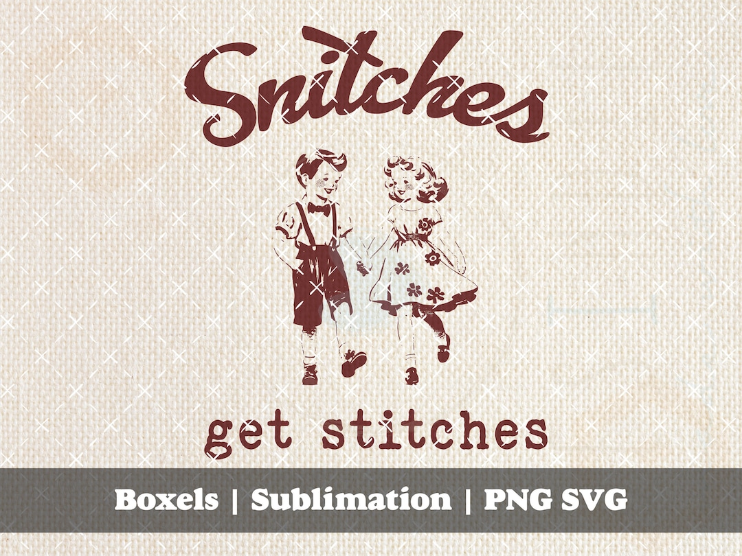 Snitches Get Stitches 1950's Dick and Jane Kids Running Vintage Style Housewife Vintage Retro ...