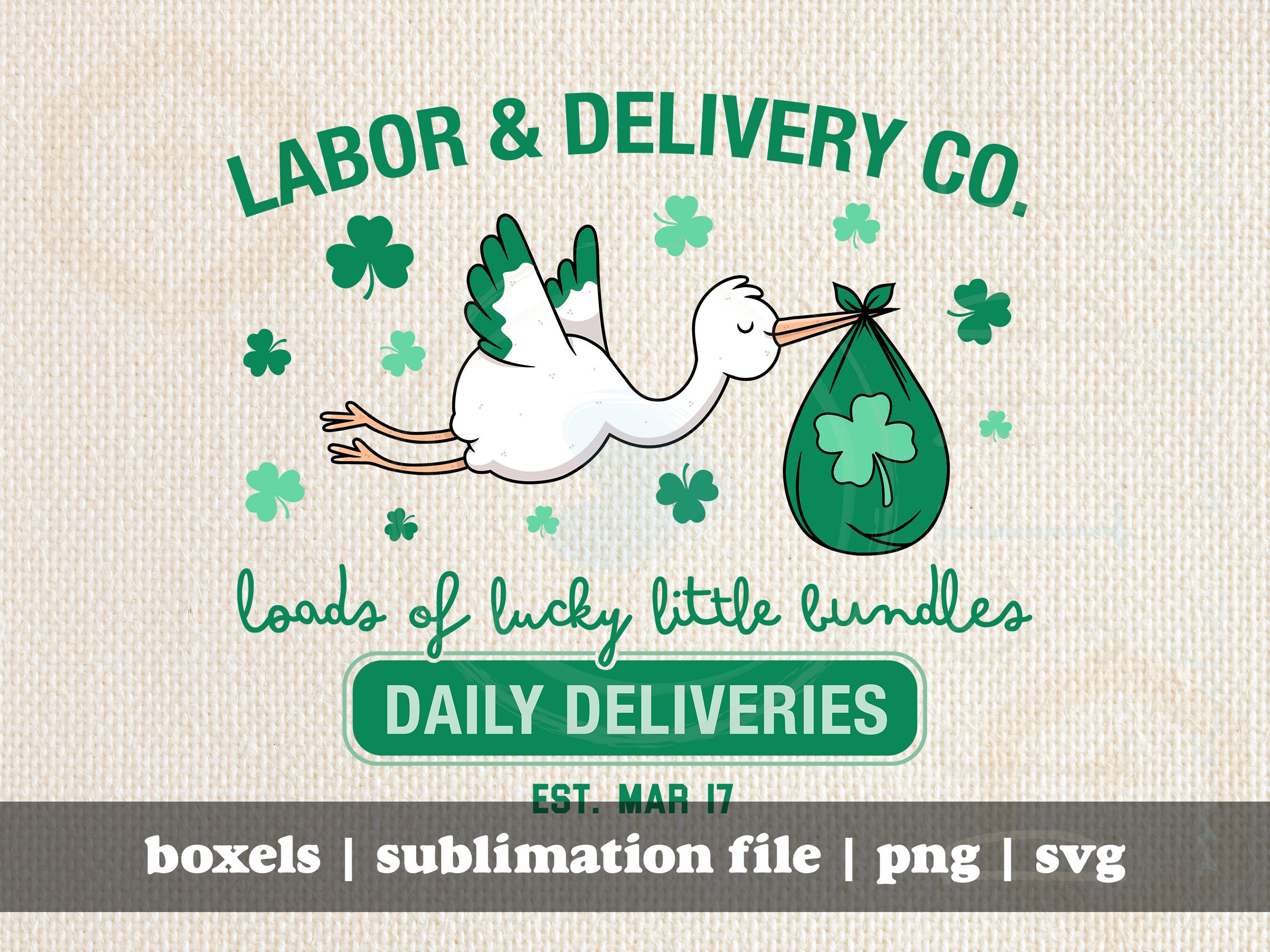Labor and Delivery Co. St. Patrick's Day Stork With Lucky Clovers ...