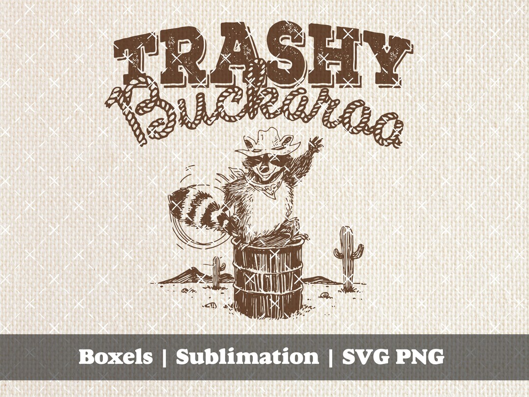 Trashy Buckaroo Raccoon Riding A Trash Can Western Cowboy Country Funny ...