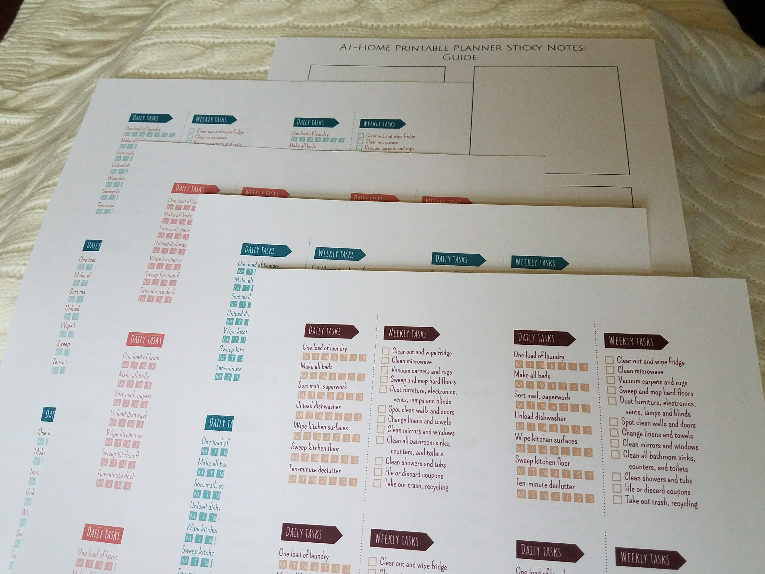 PRINTABLE Sticky Note Weekly Planner Pads: Daily & Weekly Chore ...