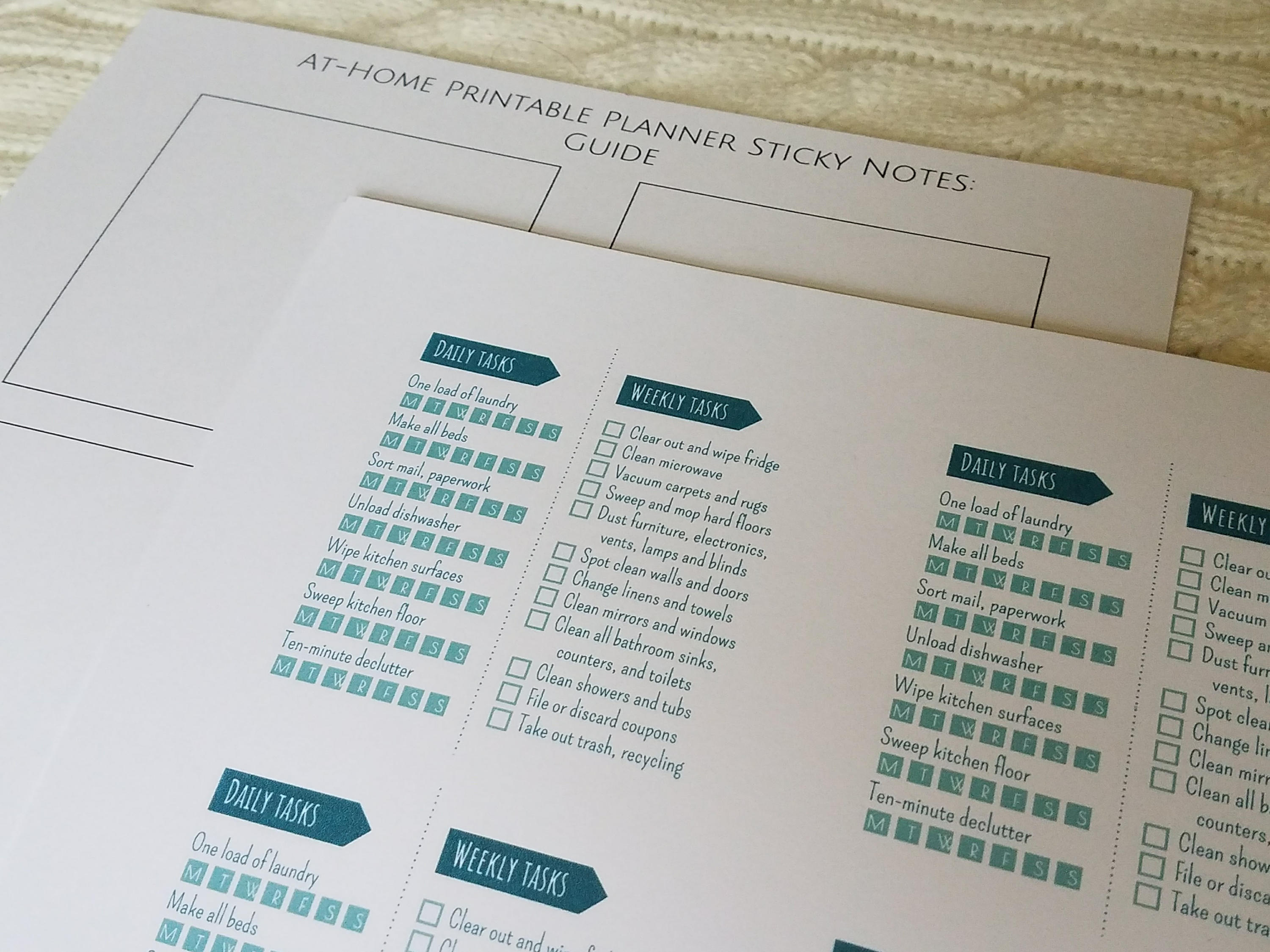 PRINTABLE Sticky Note Weekly Planner Pads: Daily & Weekly Chore ...