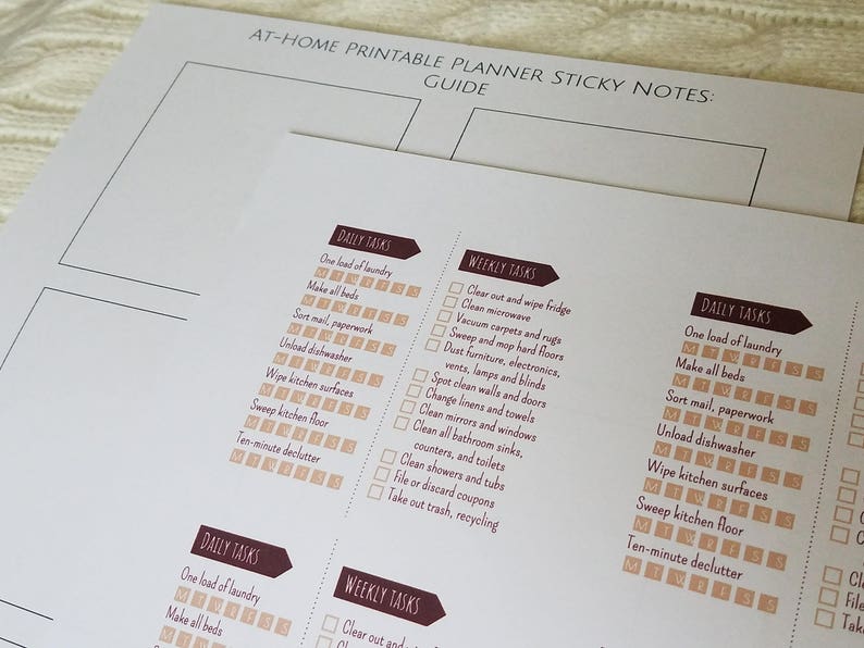 PRINTABLE Sticky Note Weekly Planner Pads: Daily & Weekly Chore ...