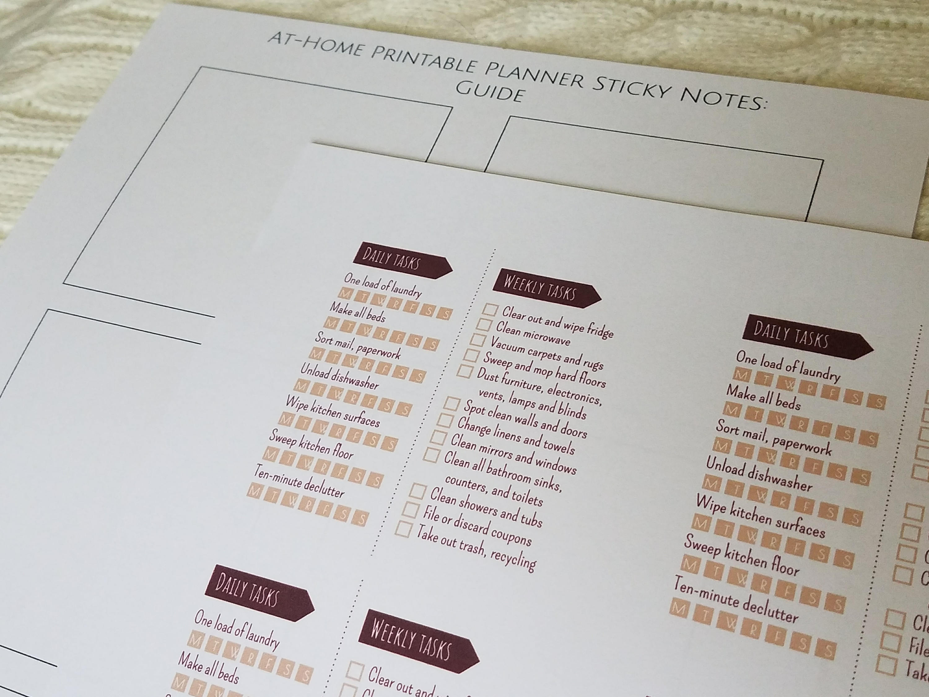 PRINTABLE Sticky Note Weekly Planner Pads: Daily & Weekly Chore ...