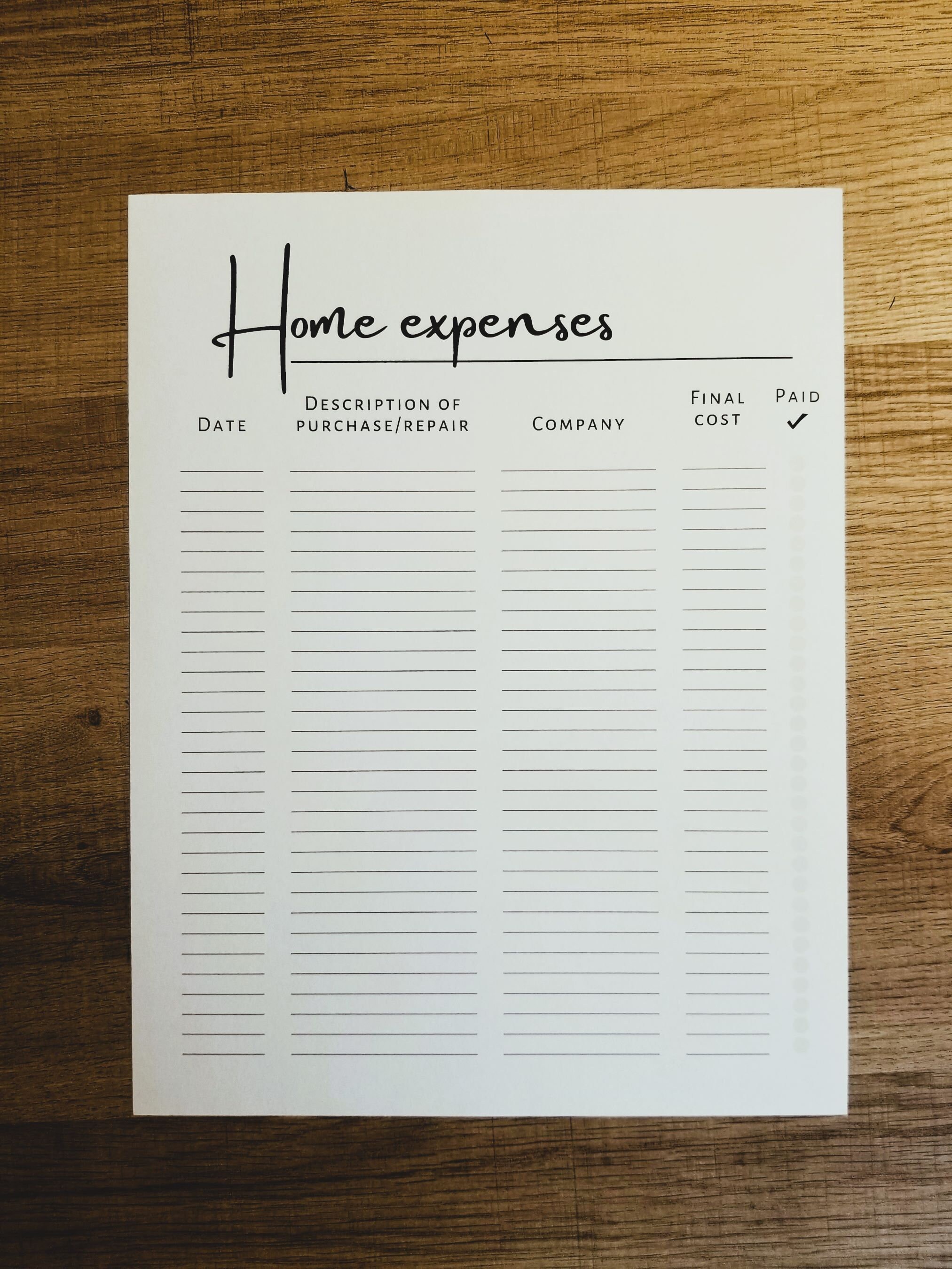 Printable Household Record Sheets: Bill Tracker, Health Expenses, Home ...