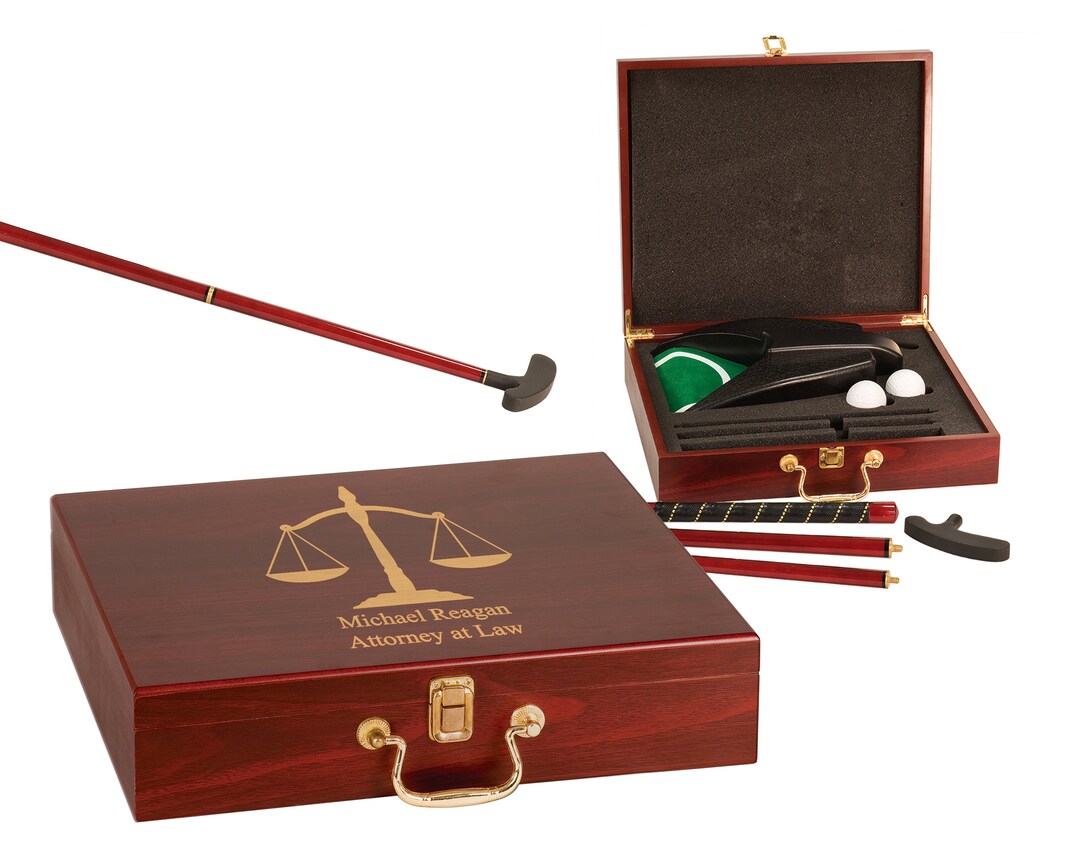 Personalized Golf Set Executive Custom Engraved Rose Wood Finish Case ...
