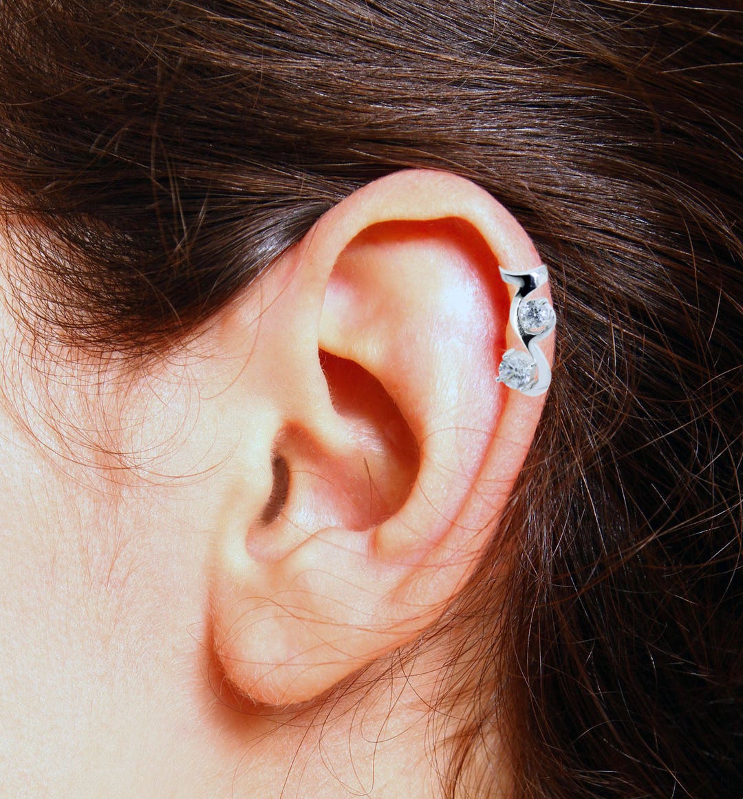 925 Sterling Silver or Gold Plated Fake Ear Cuff Cartilage Clip on Non ...