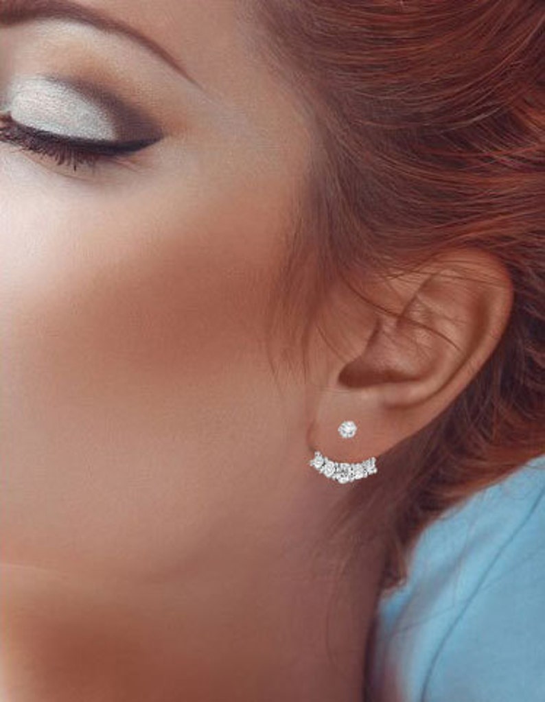 316L Surgical Steel 5 Stone Ear Jacket Earrings Ear Cartilage - Etsy